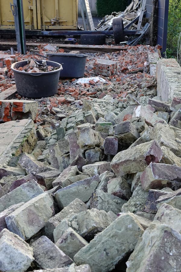 Construction Site with Rubble and Debris Stock Photo - Image of ...