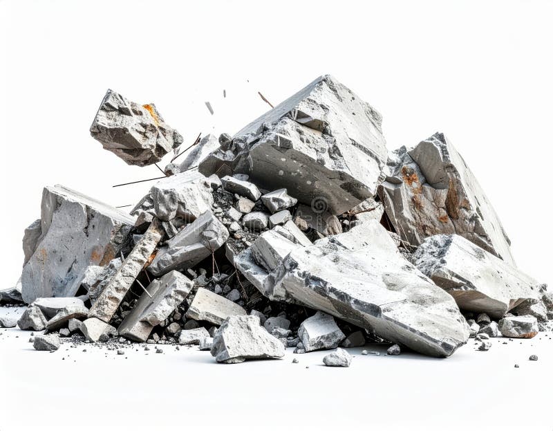Construction Site Rubble Mid-scatter, Hyperrealistic, Pile of Broken ...