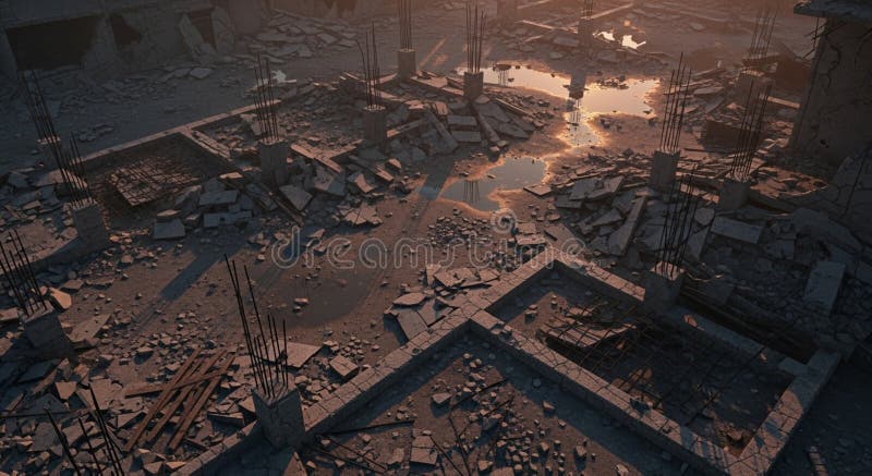 Construction Site Ruins Aftermath Stock Illustration - Illustration of ...