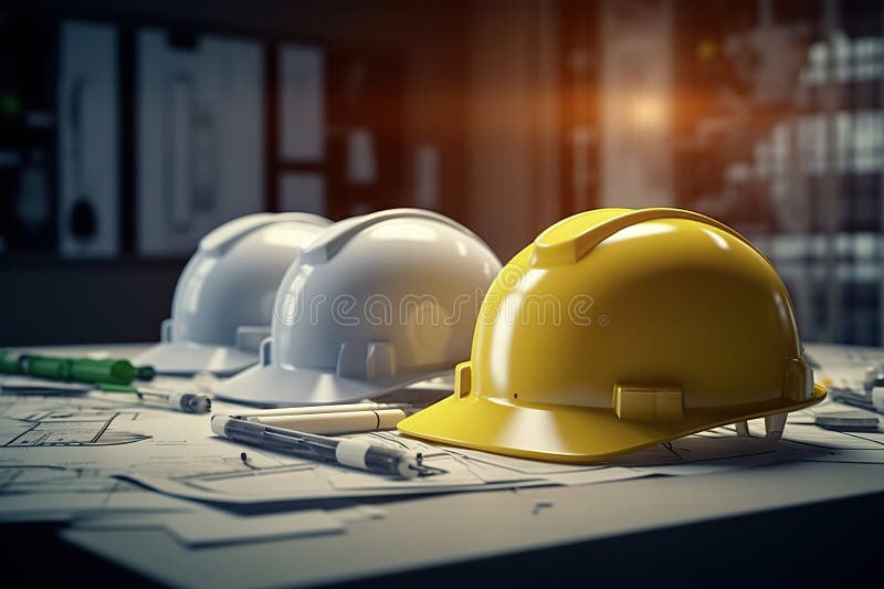 Construction Site Vigilance: Safety Helmeted Worker Monitoring Progress ...