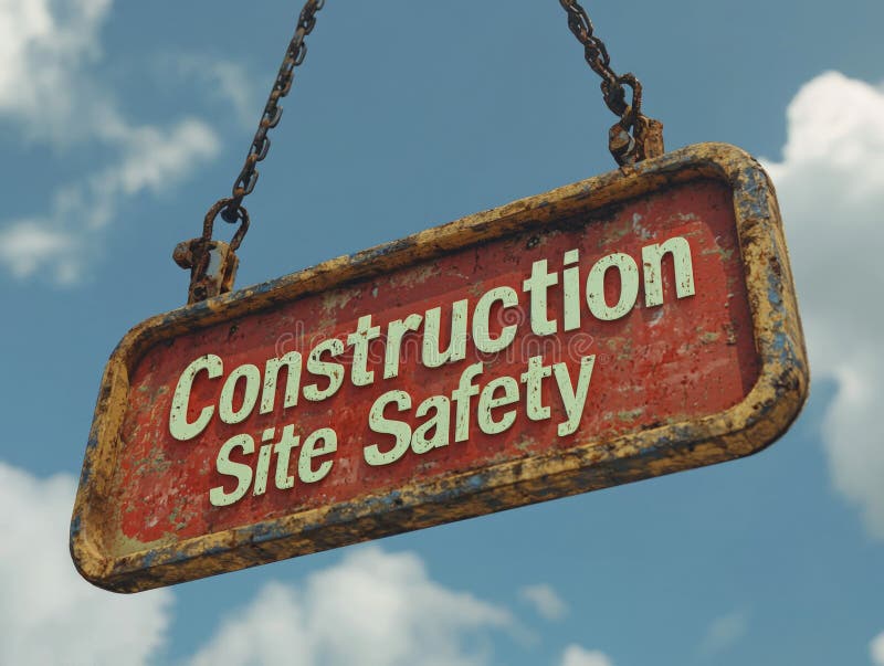 Construction Site Safety 3d Text Stock Illustration - Illustration of ...