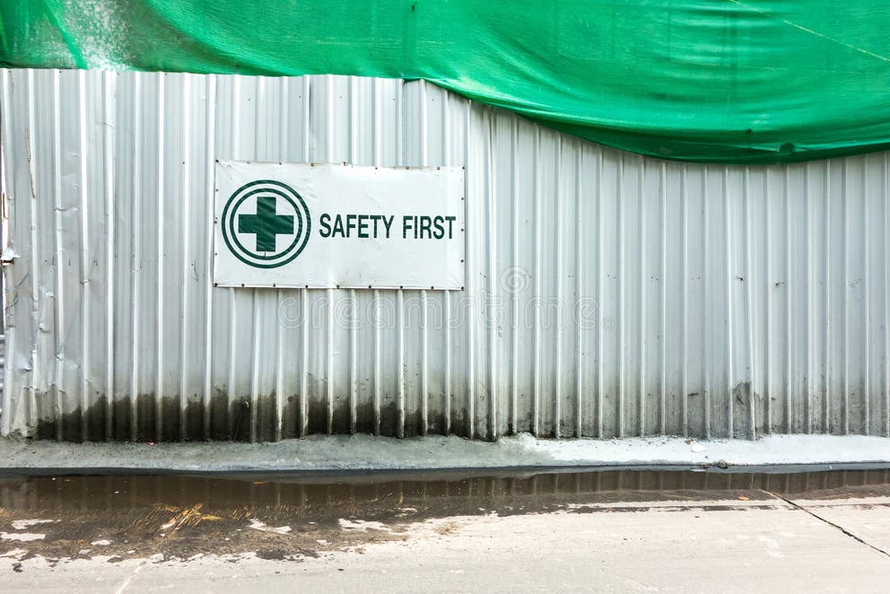 Construction Site , Safety First Stock Photo - Image of sign, injury ...