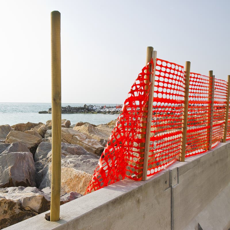 Safety Orange Plastic Grid for Construction Site Stock Image - Image of ...