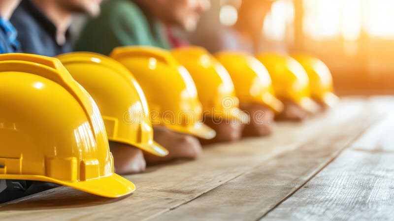 Construction Site Safety, Team of Engineers in Hard Hats Working on a ...
