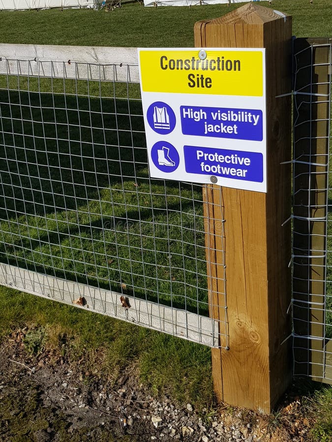 Construction Site Safety Warning Sign. Stock Photo - Image of site ...