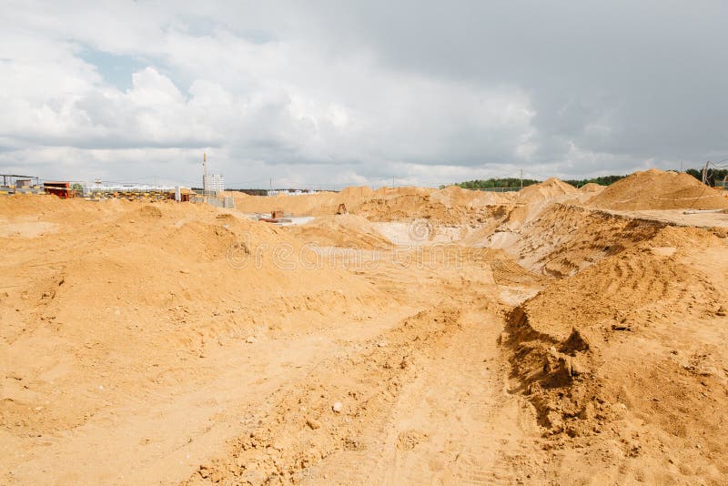 Construction Site with Sand and Building Materials Ready for the ...