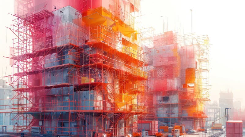 Construction Site with Scaffolding Stock Illustration - Illustration of ... Construction Site with Scaffolding Stock Illustration - Illustration of ...