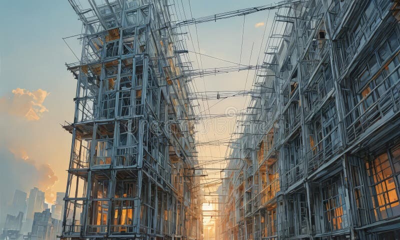 Construction Site with Scaffolding and Partially Completed Building ... Construction Site with Scaffolding and Partially Completed Building ...