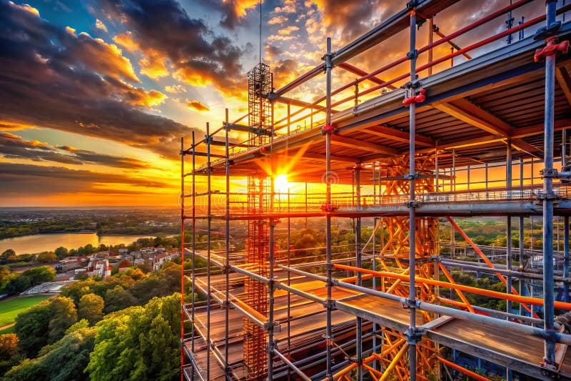 Construction Site Scaffolding Safety Aerial Perspective of Secure ...