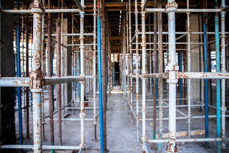 Construction Site with Scaffolding System and Floor Slab Formwork ...