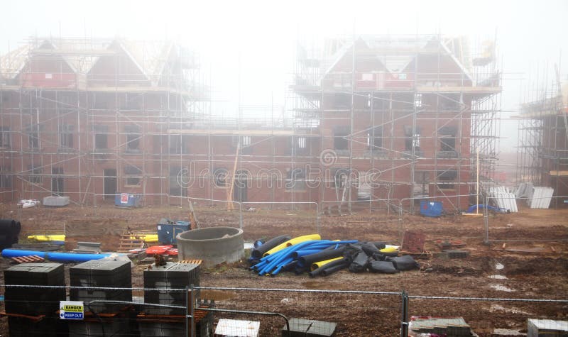 Construction site scene. stock photo. Image of home - 144112400