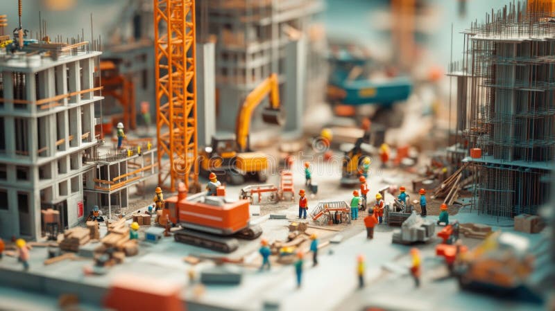 Construction Site Scene: Building, Machinery, and Workers in Action ...