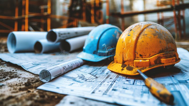 Construction Site Scenes with Engineer, Workers, Construction Project ...