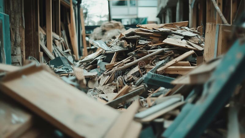 Construction Site with Scrap Materials and Debris in Urban Environment ...