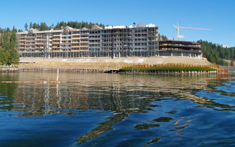 Construction Site on the Shore of a Mountain Lake Stock Photo - Image ...