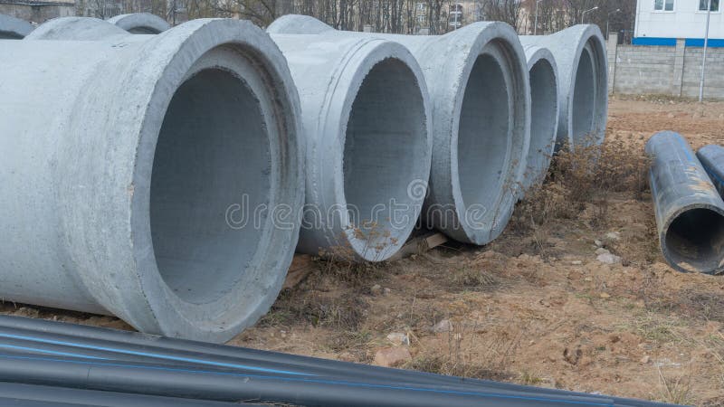 Construction Site Showcasing Various Diameters of Polyethylene and ...