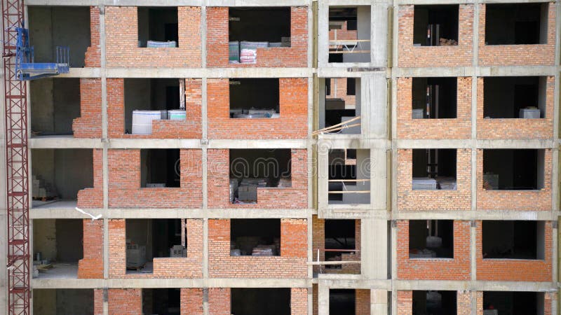 Construction Site Showing Building Frame and Red Bricks during ...
