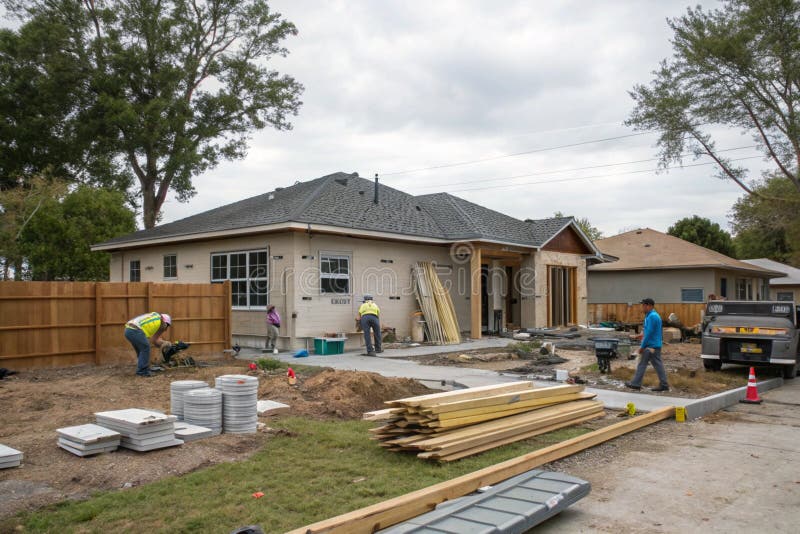 Single Family House Construction Site Stock Illustration - Illustration ...