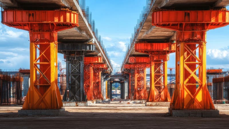Construction Site Showing Cast Iron Formwork for Building Bridge Stock ...