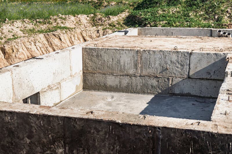 Construction Site Showing Concrete Foundation Preparation in Bright ...