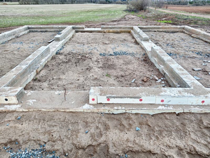 Construction Site Showing Foundation Layout for a New Building in a ...