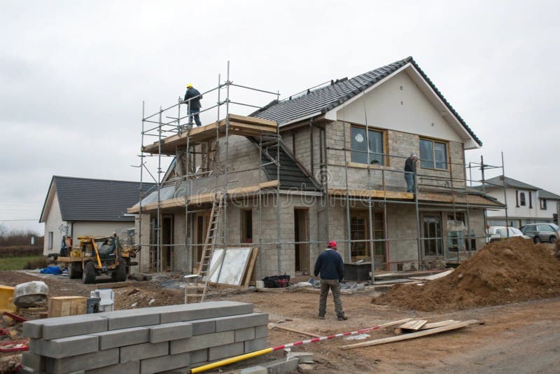 Construction of a New Residential House at Building Site Stock ...