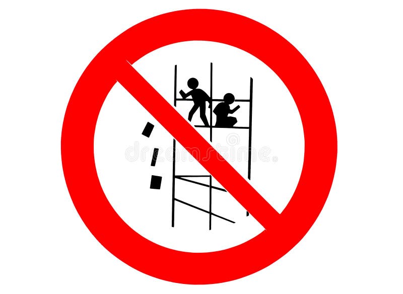 Construction Site Signpost, Warning Sign: Do Not Throw Material from ...