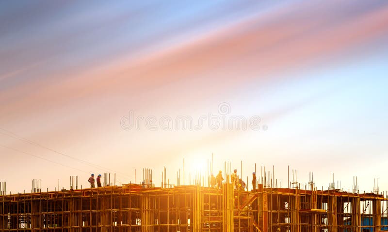 Dusk building site stock photo. Image of silhouette - 112161250