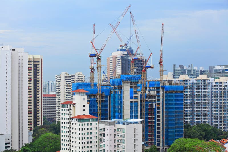 Construction Site in Singapore Stock Image - Image of residential ...
