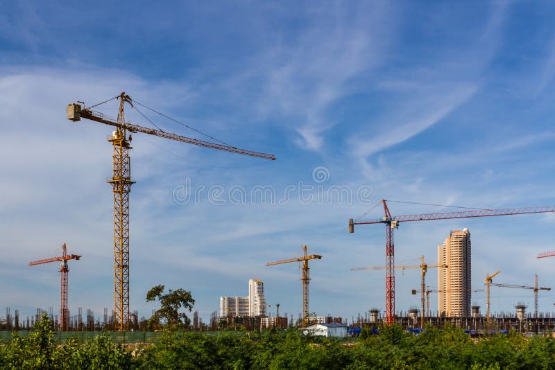 Construction Site with Sky Background. Stock Image - Image of ...