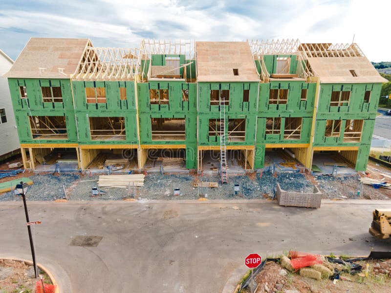 Construction Site in a Small American Town. Apartment Building Under ...