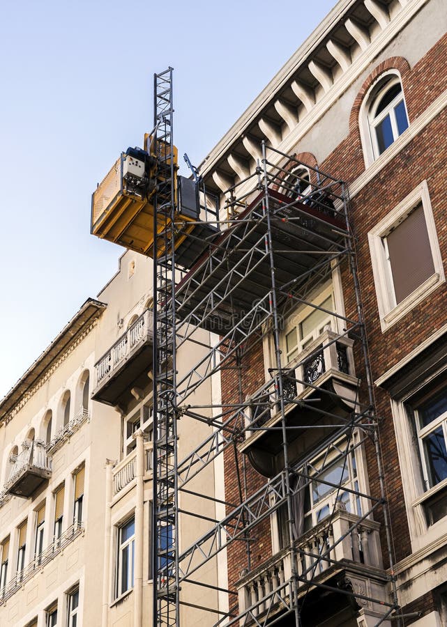 Construction Site with Small Elevator Stock Photo - Image of object ...