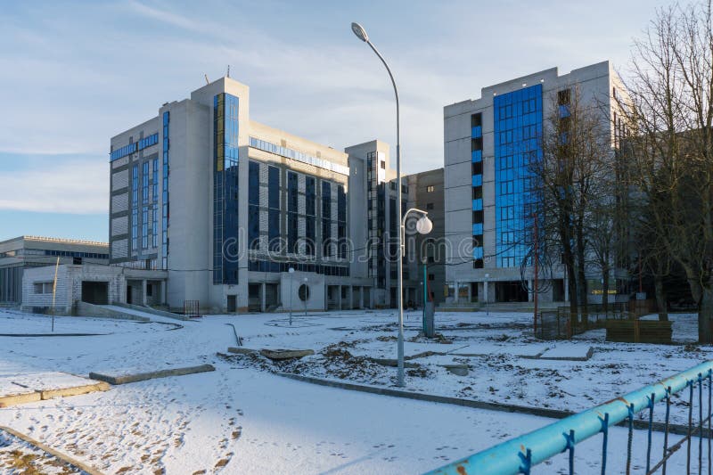 Construction Site in the Snow in Winter. Construction of a Residential ...