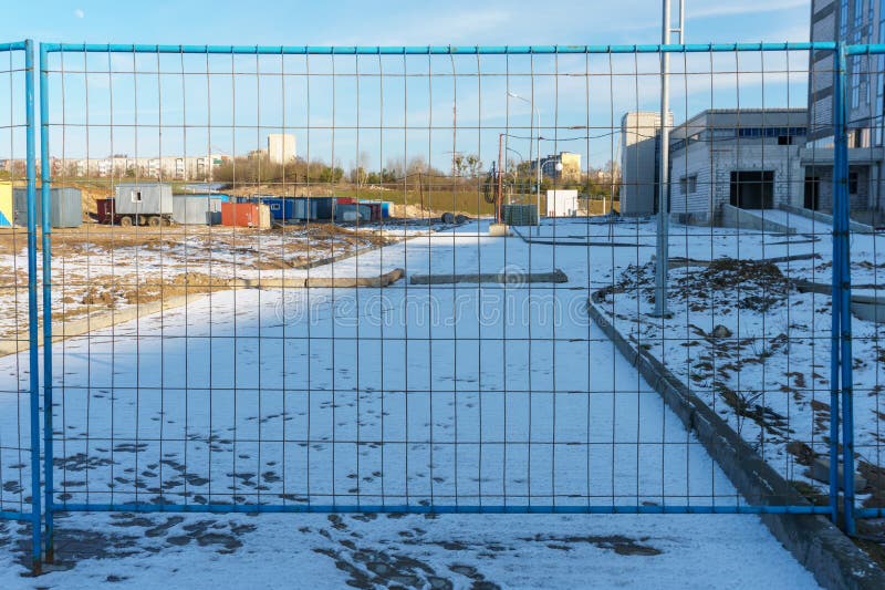 Construction Site in the Snow in Winter. Construction of a Residential ...