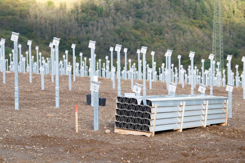 Construction Site for Solar Panel System, Transformation To Renewable ...