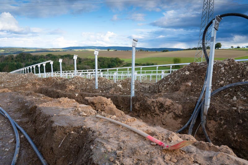 Construction Site for Solar Panel System, Transformation To Renewable ...