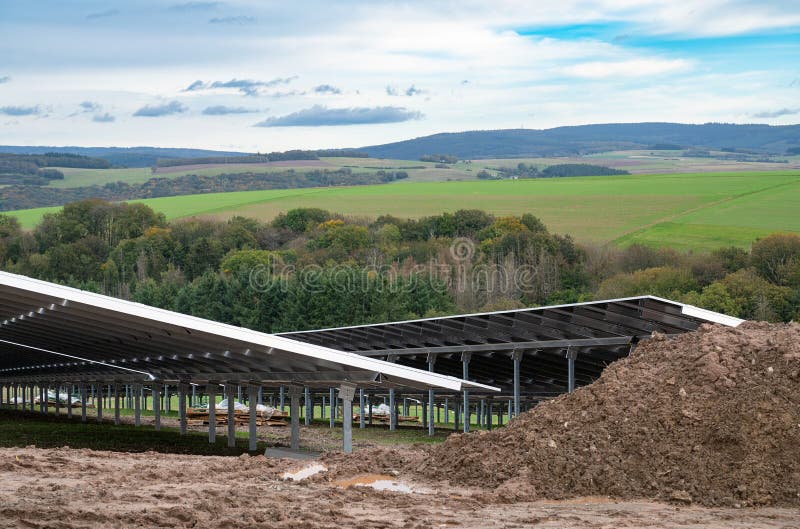 Construction Site for Solar Panel System, Transformation To Renewable ...