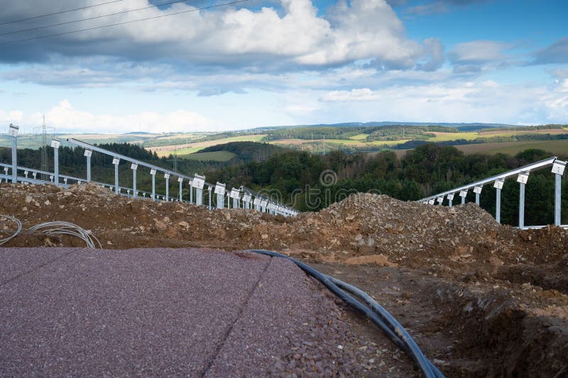 Construction Site for Solar Panel System, Transformation To Renewable ...