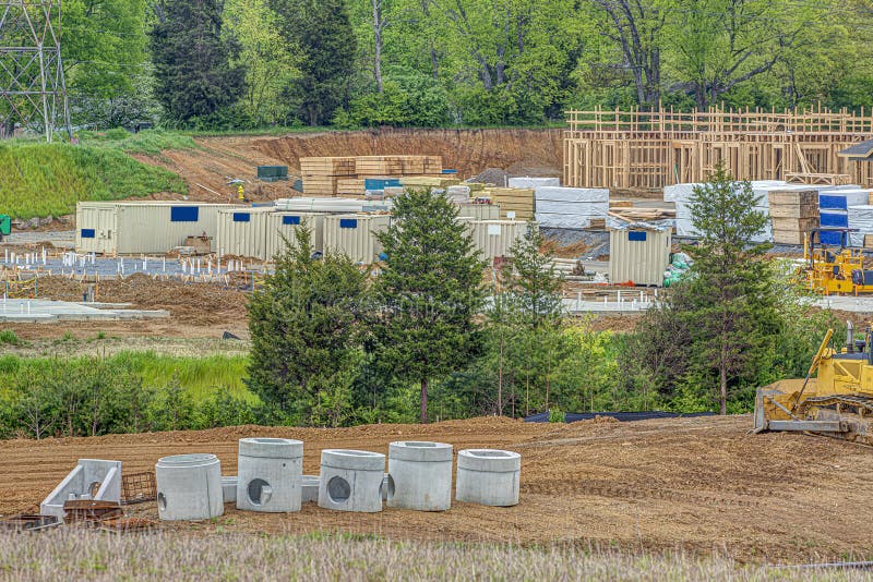 Construction Site in Springtime Stock Image - Image of frame, homes ...