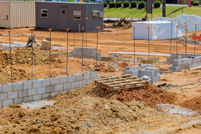 A Construction Site Stacks of Cement Blocks Which are Ready To Be Laid ...