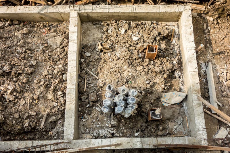 Construction Site with Steel Rod and Wire Tube Stock Image - Image of ...