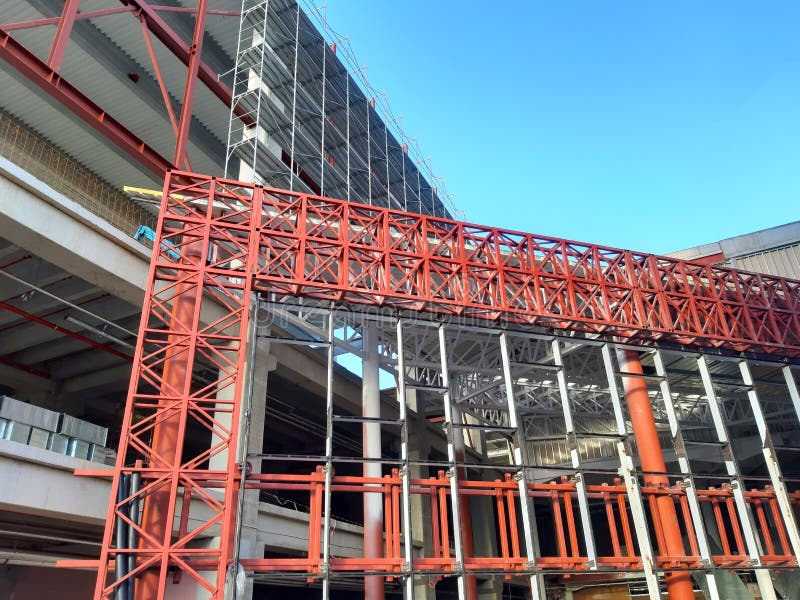 On the Construction Site, Steel Structure Framework Under Construction ...