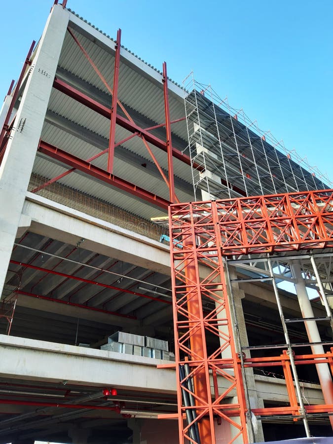 On the Construction Site, Steel Structure Framework Under Construction ...