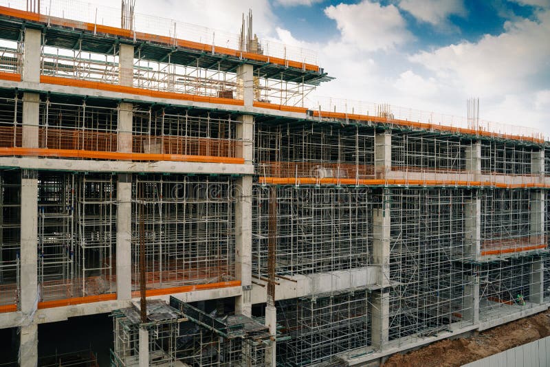In the Construction Site, Steel Structure is Under Construction Stock ...