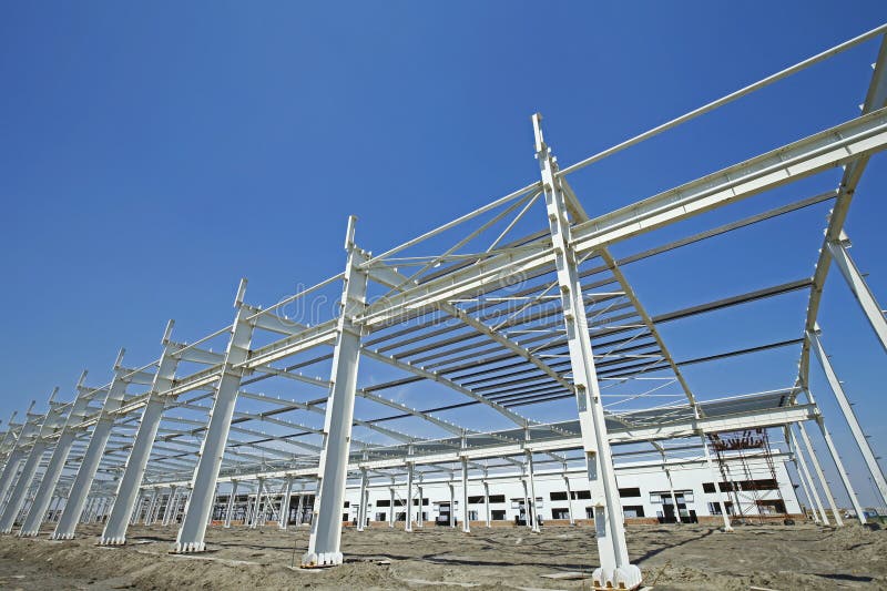 In the Construction Site, Steel Structure is Under Construction Stock ...