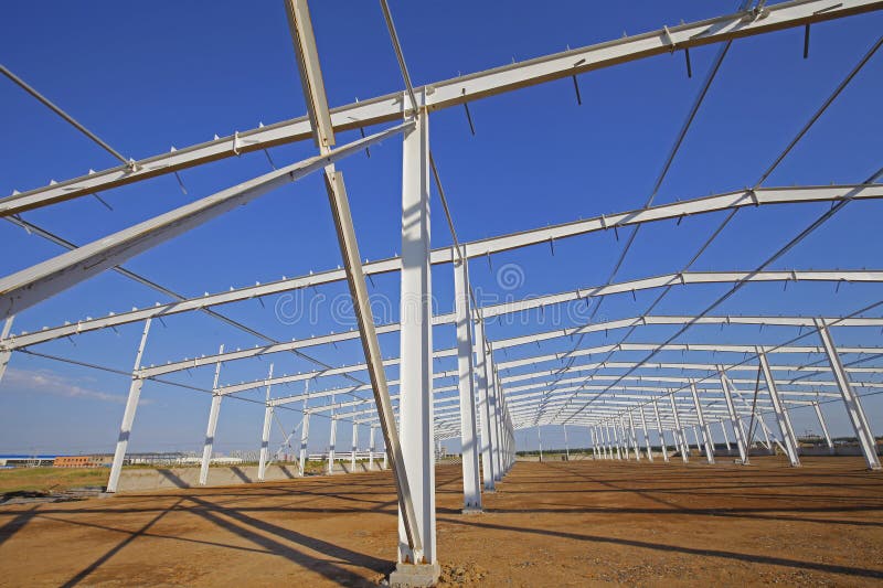In the Construction Site, Steel Structure is Under Construction Stock ...
