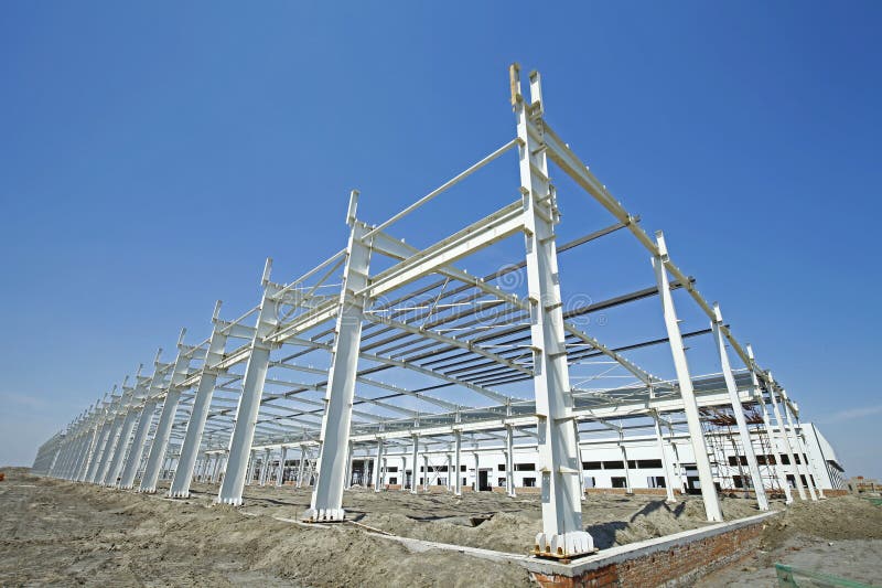 In the Construction Site, Steel Structure is Under Construction Stock ...