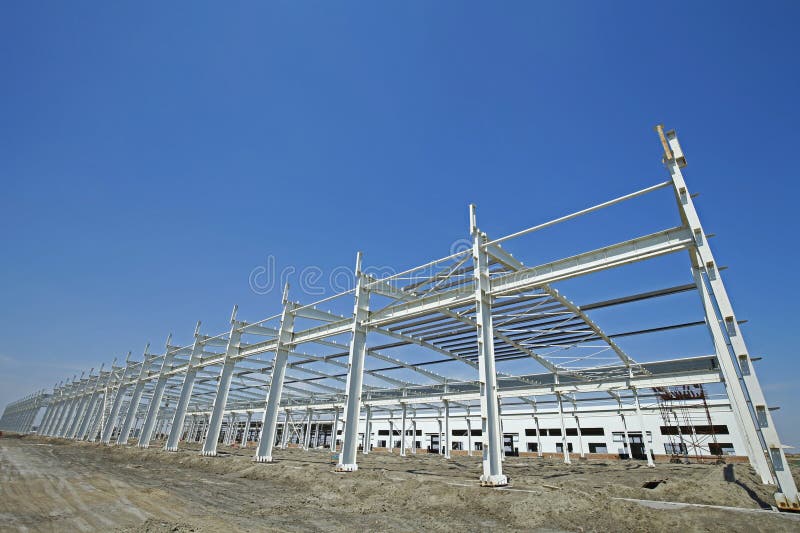 In the Construction Site, Steel Structure is Under Construction Stock ...