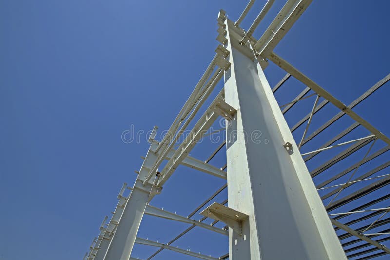 In the Construction Site, Steel Structure is Under Construction Stock ...