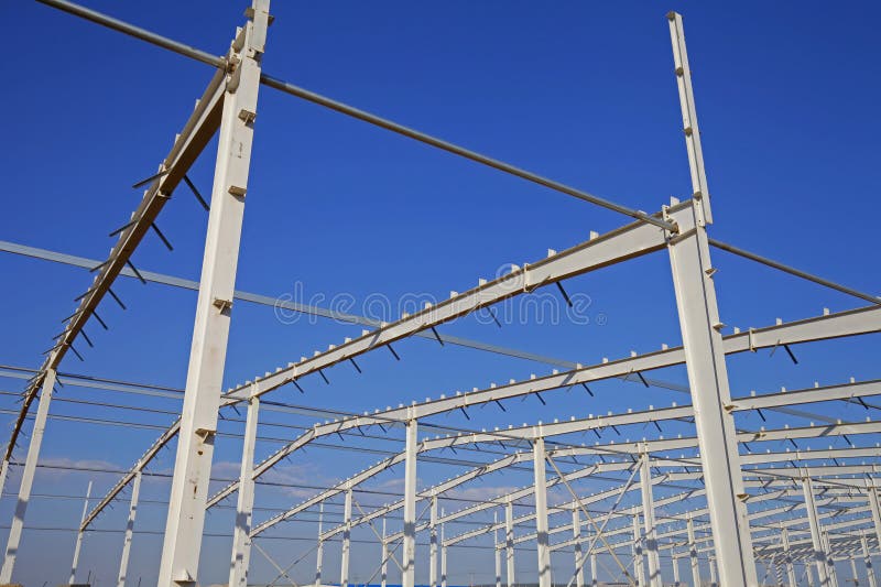 In the Construction Site, Steel Structure is Under Construction Stock ...